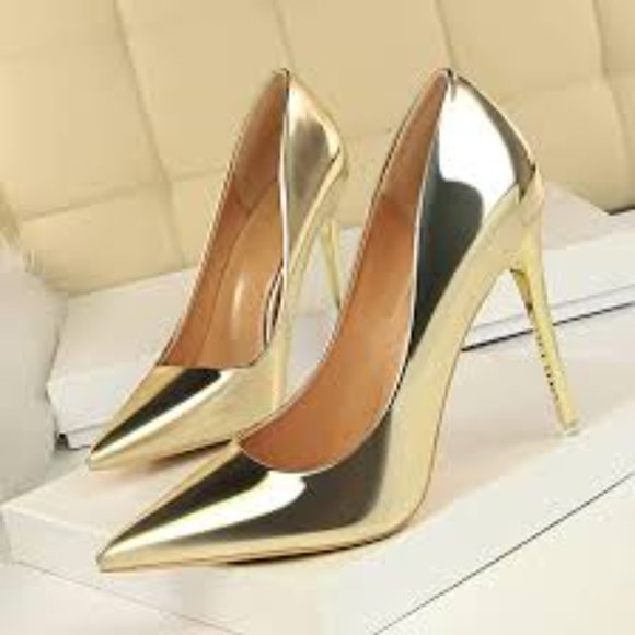 Shoes | Metallic Gold Stiletto Heels | Poshmark